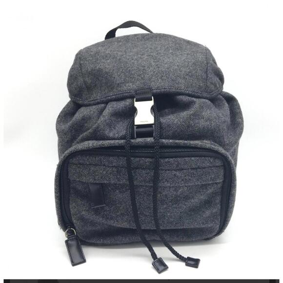 Prada | Bags | Authentic Prada Wool Leather Backpack Gray | Poshmark